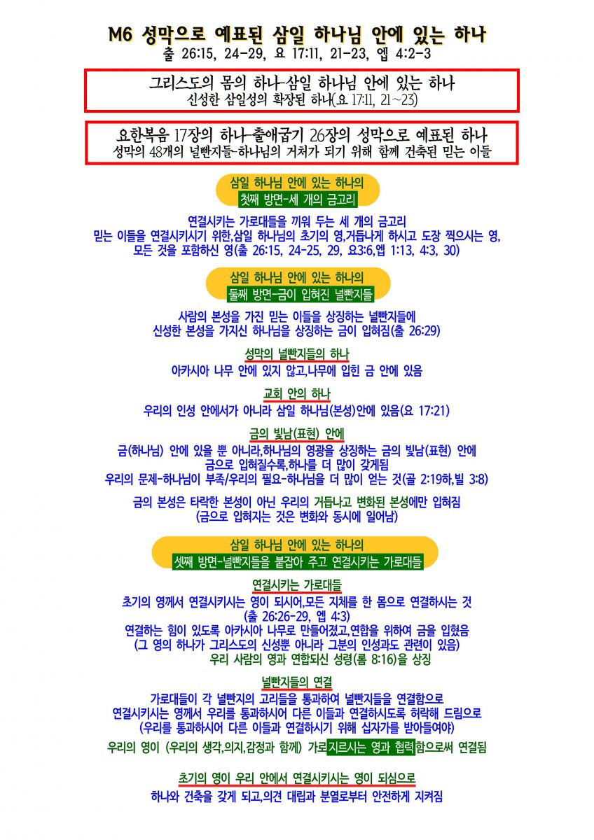 성경진리사역원(BTMK) | [2016년 여름훈련집회] - M6 성막으로 예표된 삼일 하나님 안에 있는 하나